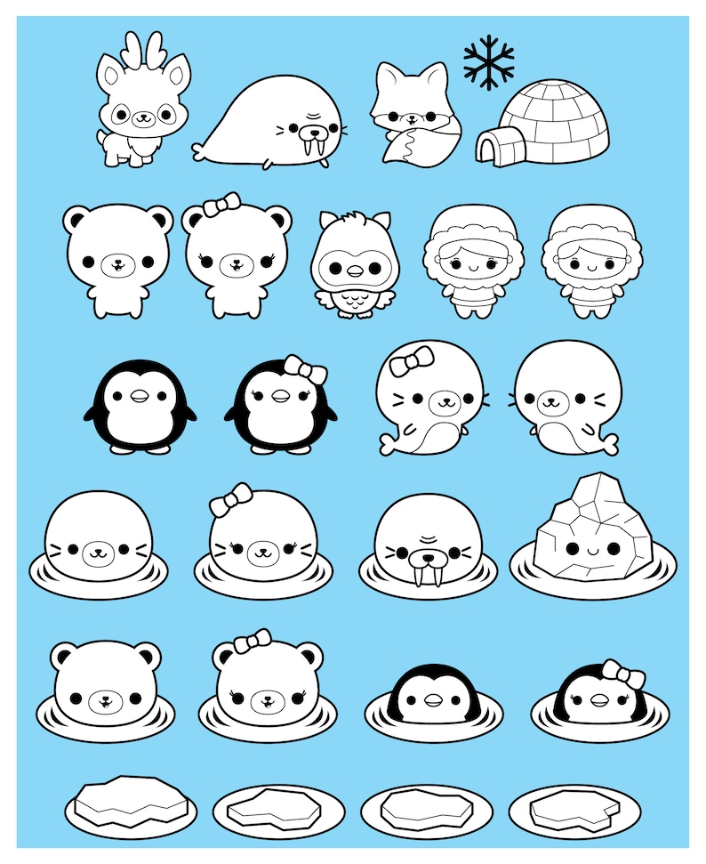 Digital Stamps, Penguin Digital Stamp, North Pole Digital Stamp, Polar ...