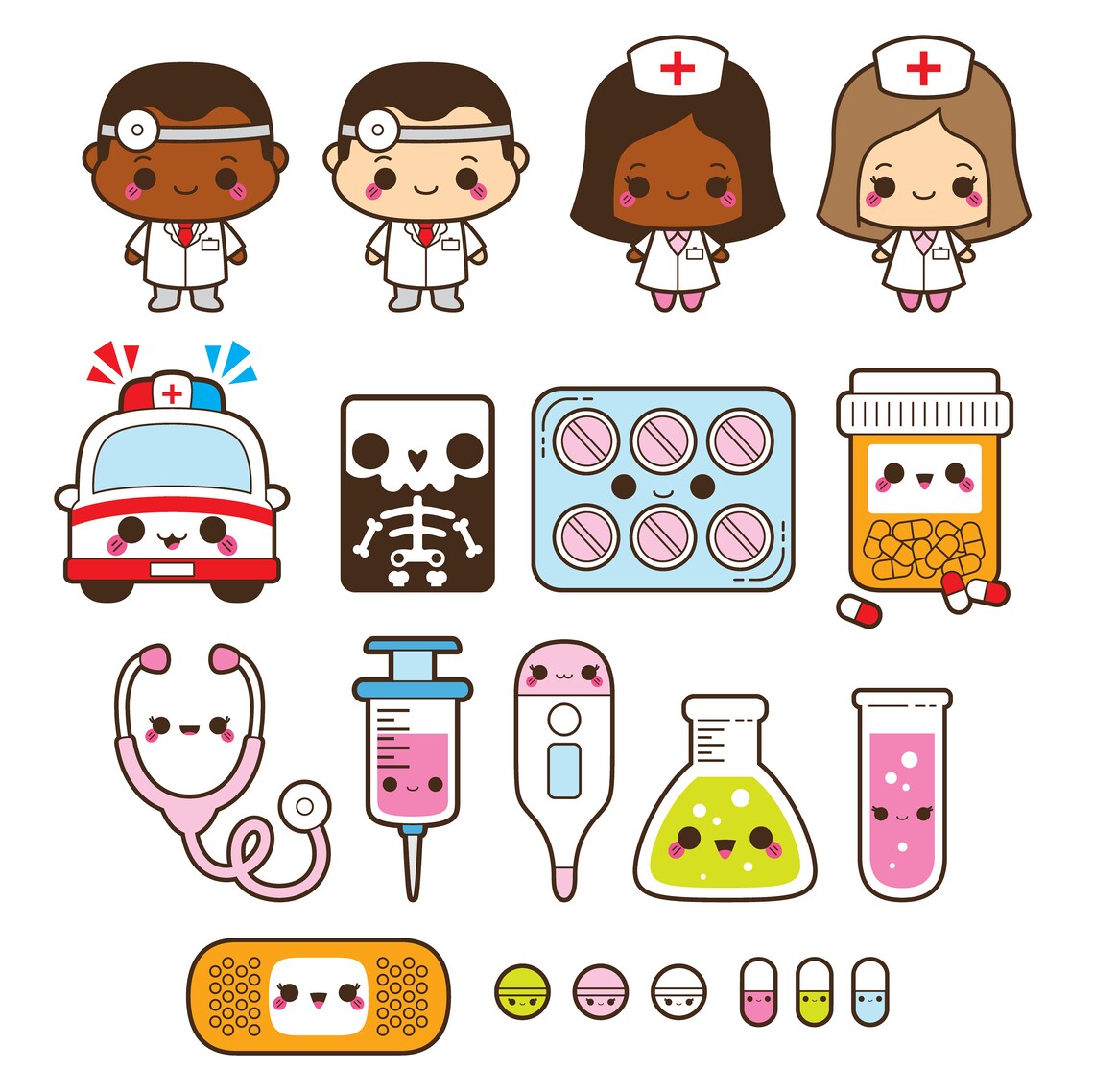 Kawaii Hospital Clipart Kawaii Doctor Clipart Medical - Etsy
