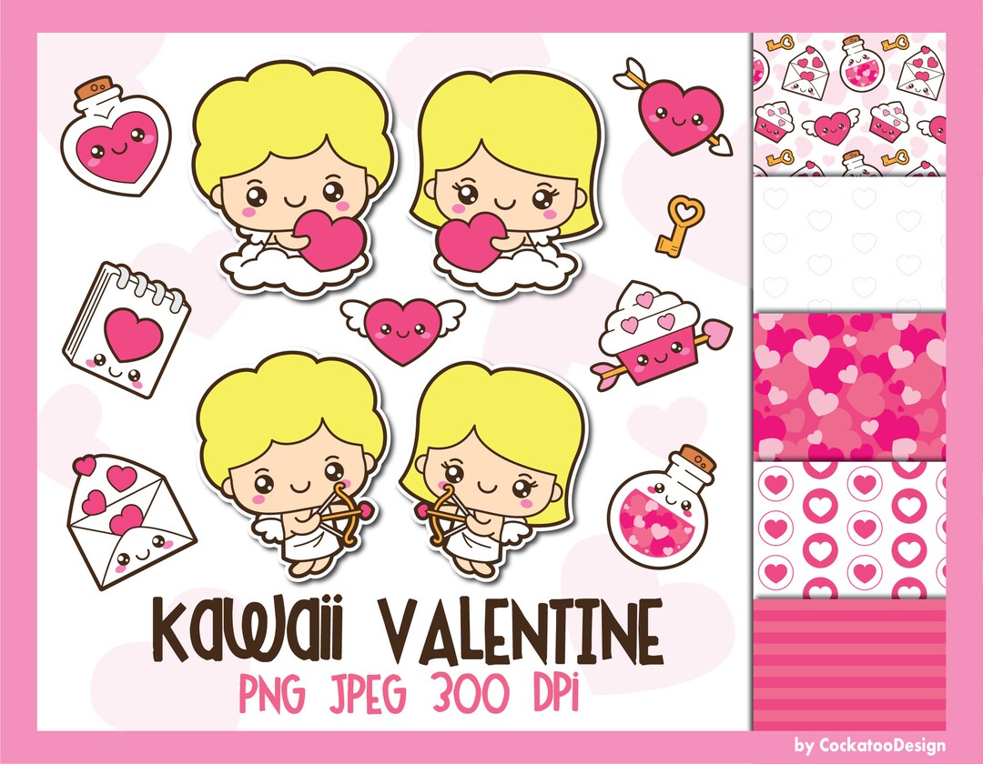 Valentine Clipart, Valentine Clip Art, Cupid Clipart, Kawaii Cupid Clip ...