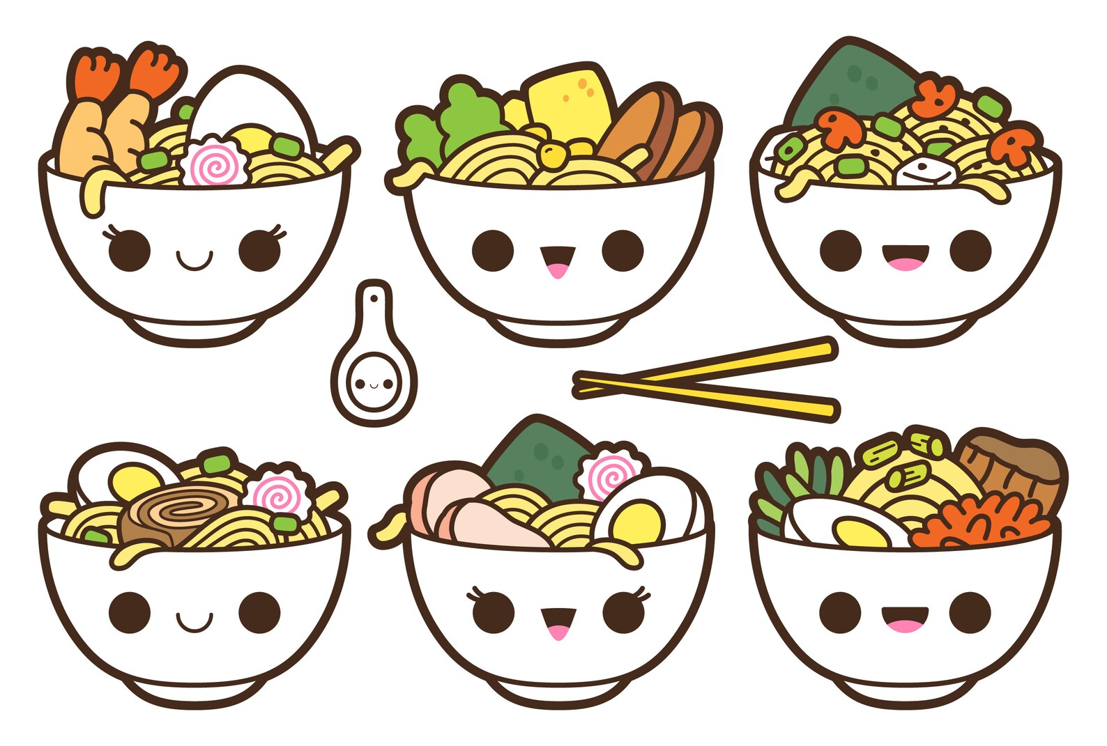 Ramen Clipart, Kawaii Ramen Clipart, Chinese Food Clipart, Noods ...