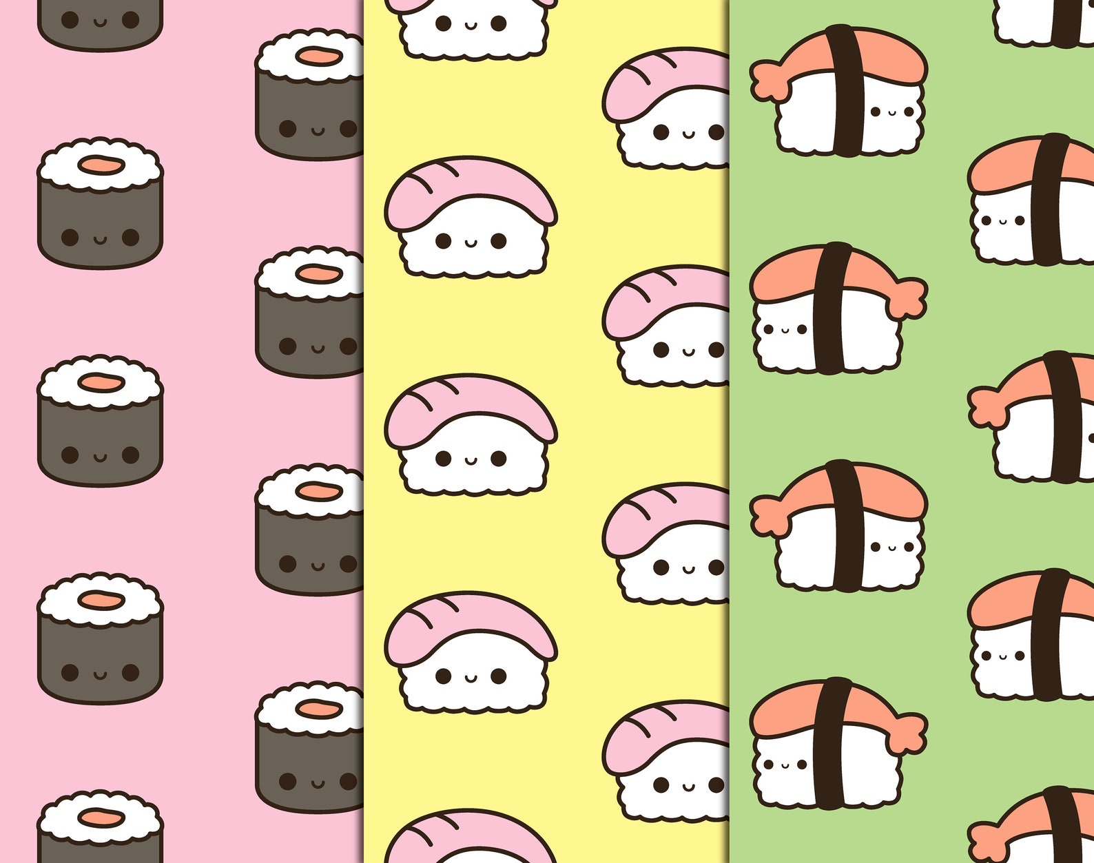 Sushi Digital Papers Kawaii Sushi Digital Papers Sushi - Etsy