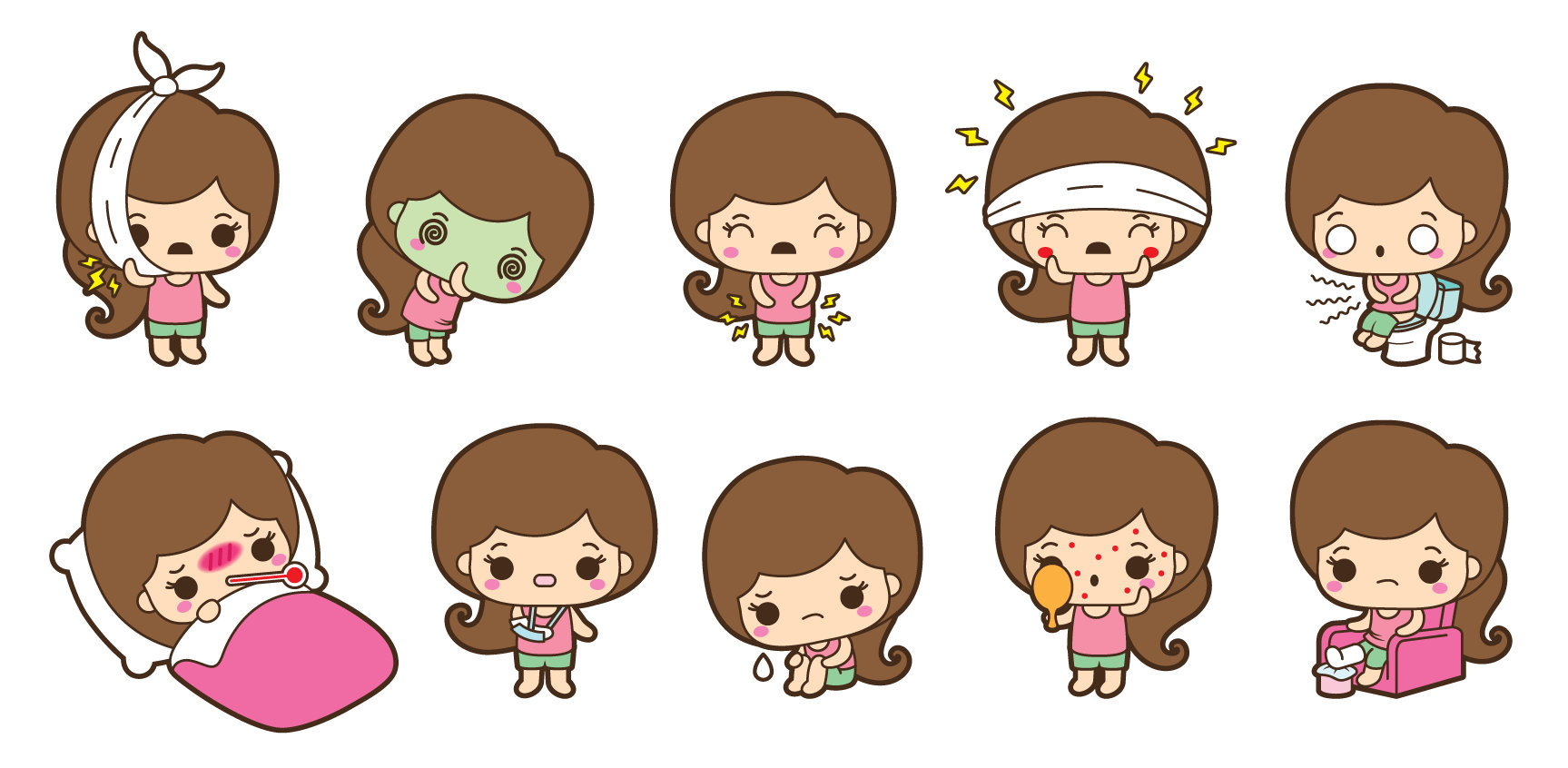 Kawaii Girl Clip Art Cute Girl Clipart Sick Girl Clipart - Etsy UK