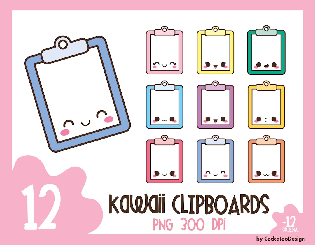 Clipboard Clipart, Kawaii Clipboard Clip Art, Cute Clipboard Clipart ...
