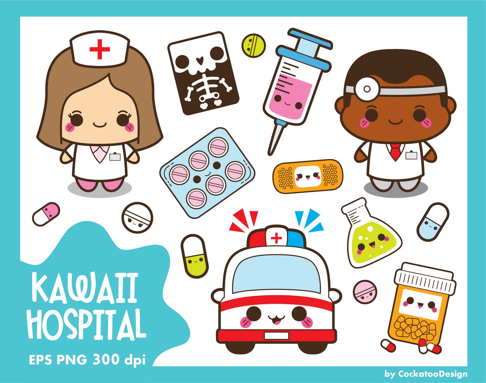 Kawaii hospital clipart kawaii doctor clipart medical | Etsy
