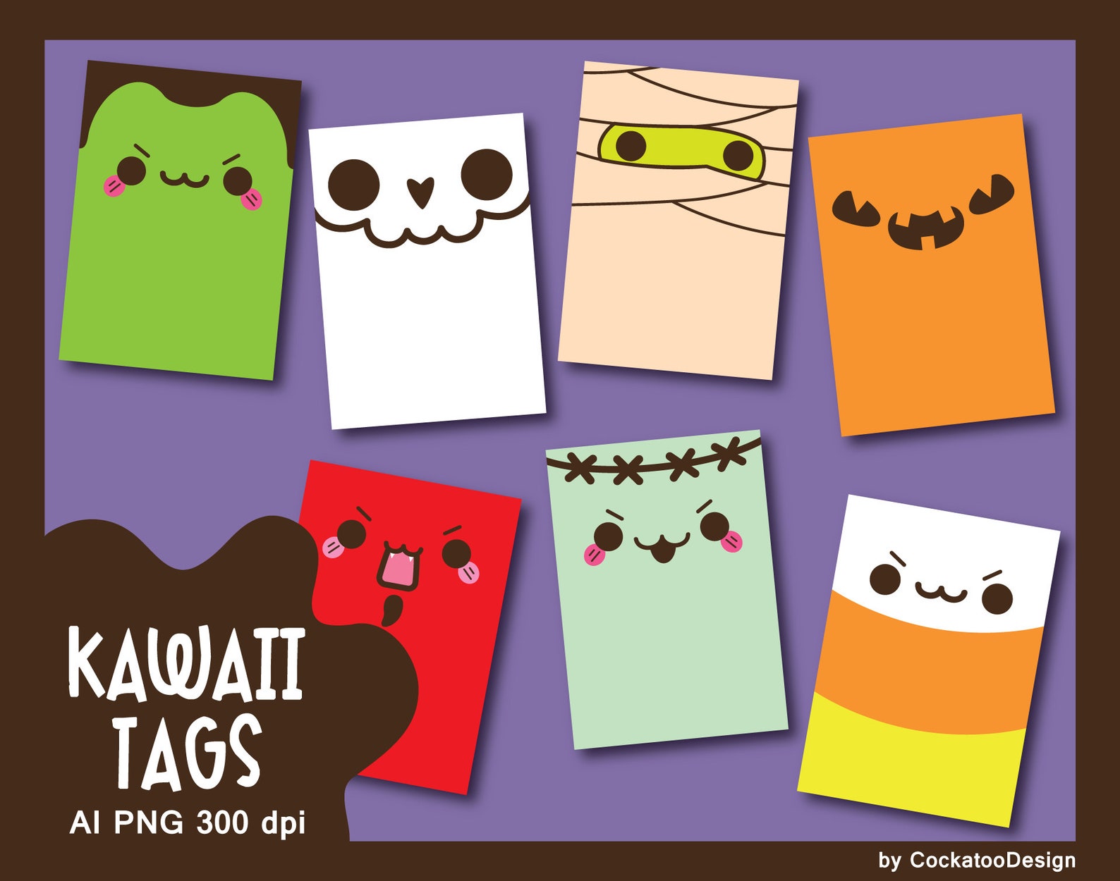 Kawaii Halloween Clipart Halloween Tag Halloween Printables - Etsy