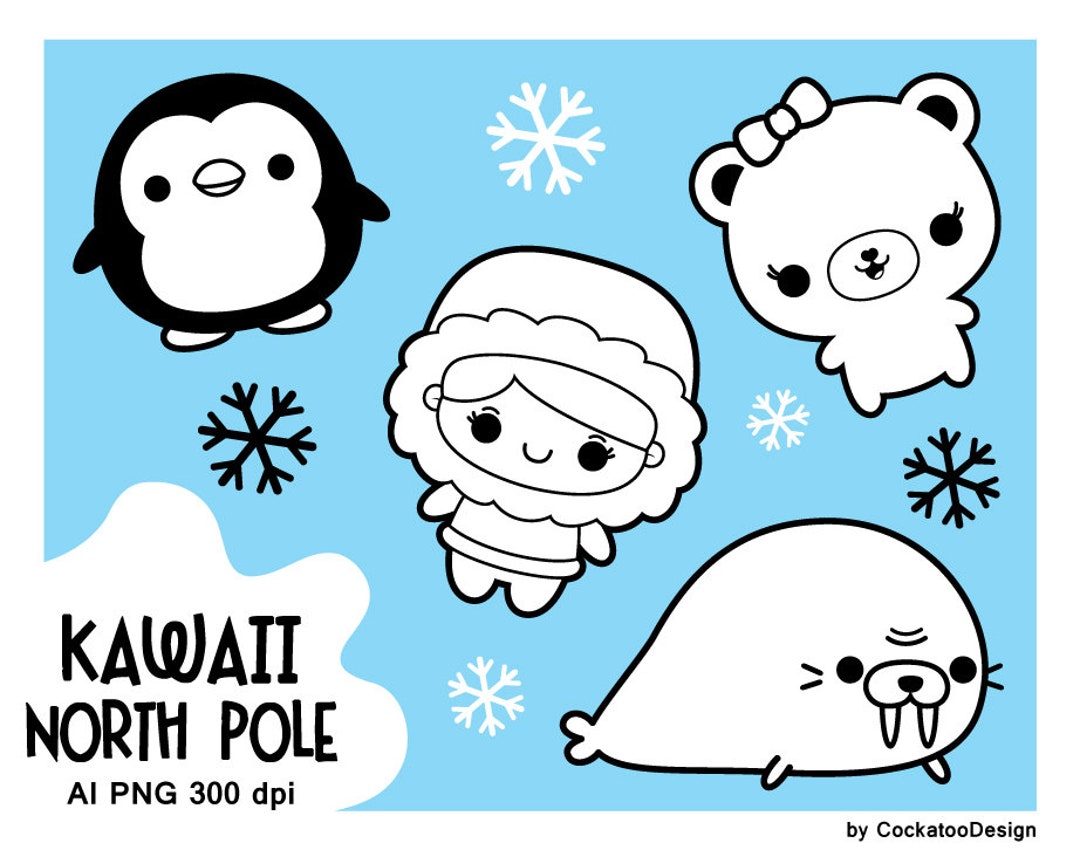 Digital Stamps, Penguin Digital Stamp, North Pole Digital Stamp, Polar ...