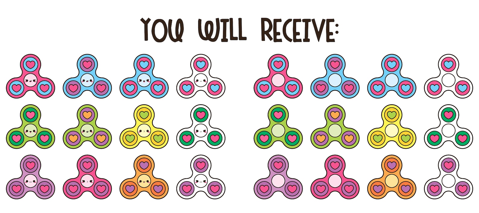 Kawaii Clipart Kawaii Fidget Spinner Clip Art Cute Fidget - Etsy