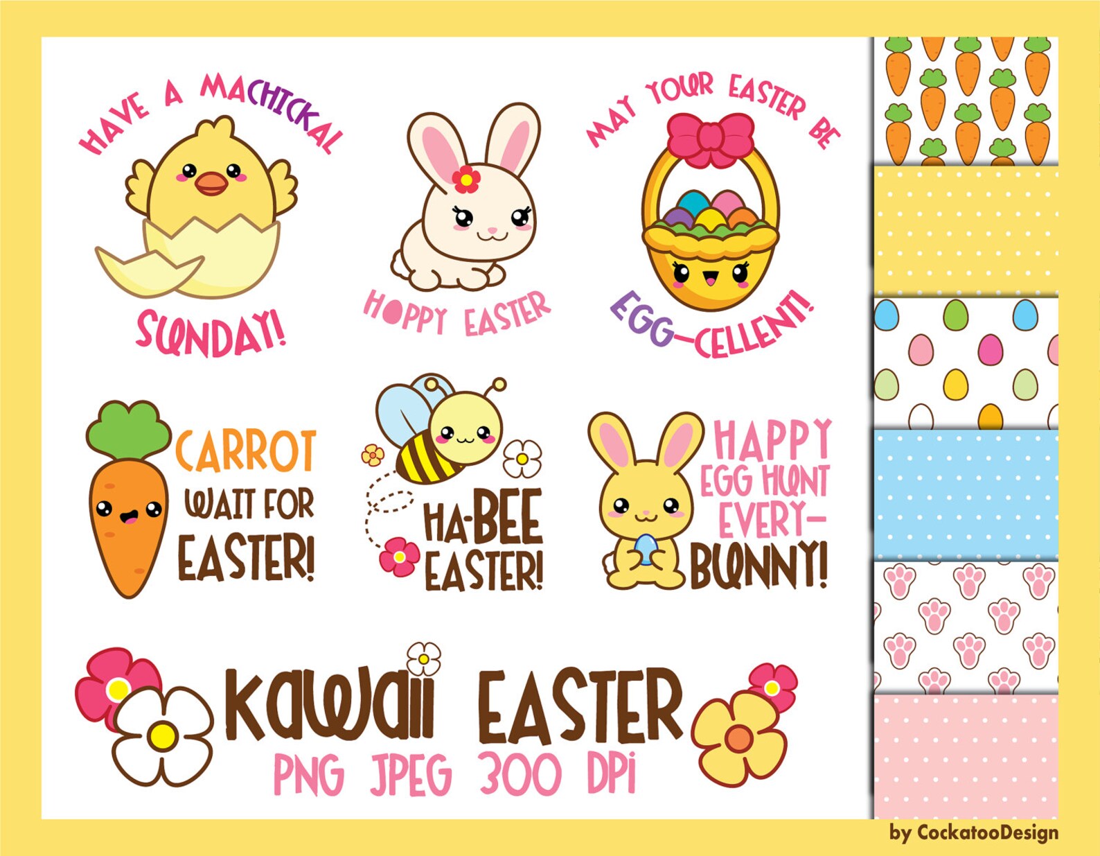 Easter clipart kawaii clipart easter digital paper easter | Etsy