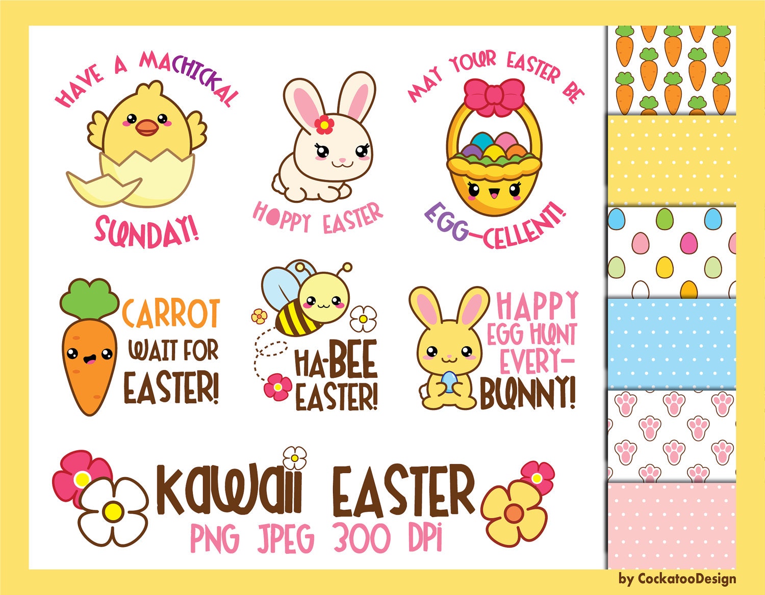 Easter clipart kawaii clipart easter digital paper easter | Etsy