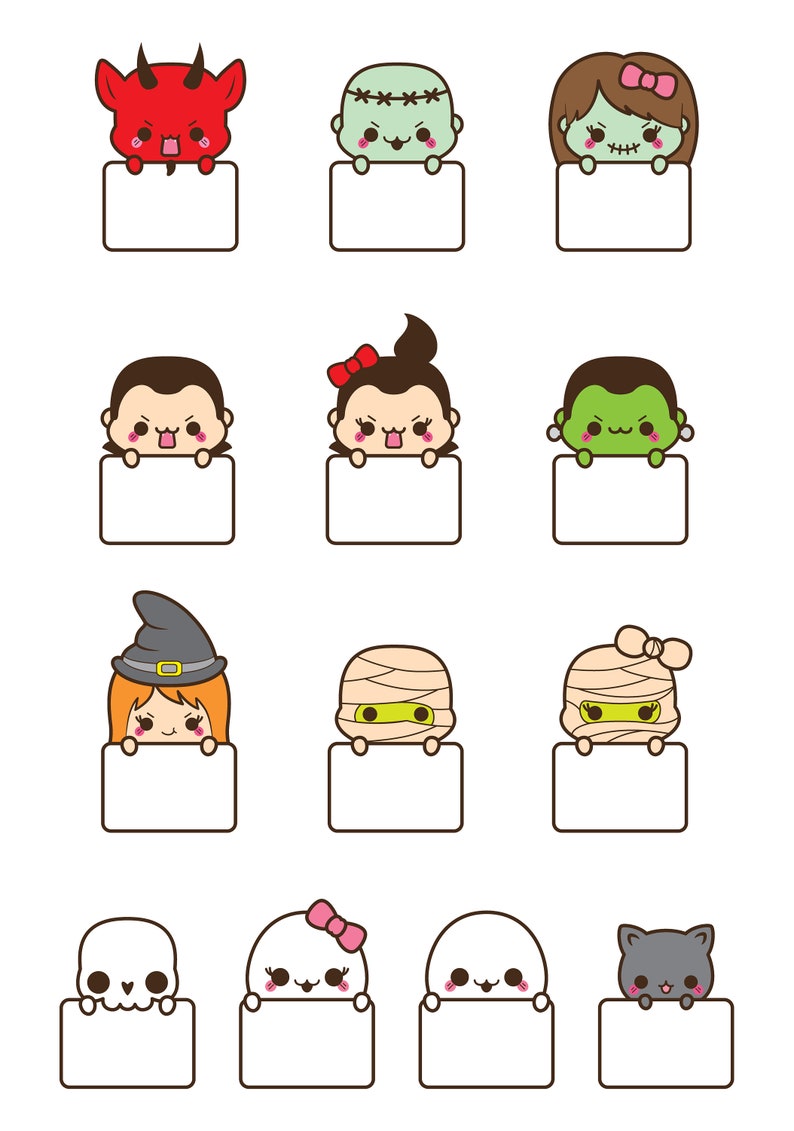 Halloween Clipart Kawaii Halloween Clip Art Kawaii Halloween - Etsy
