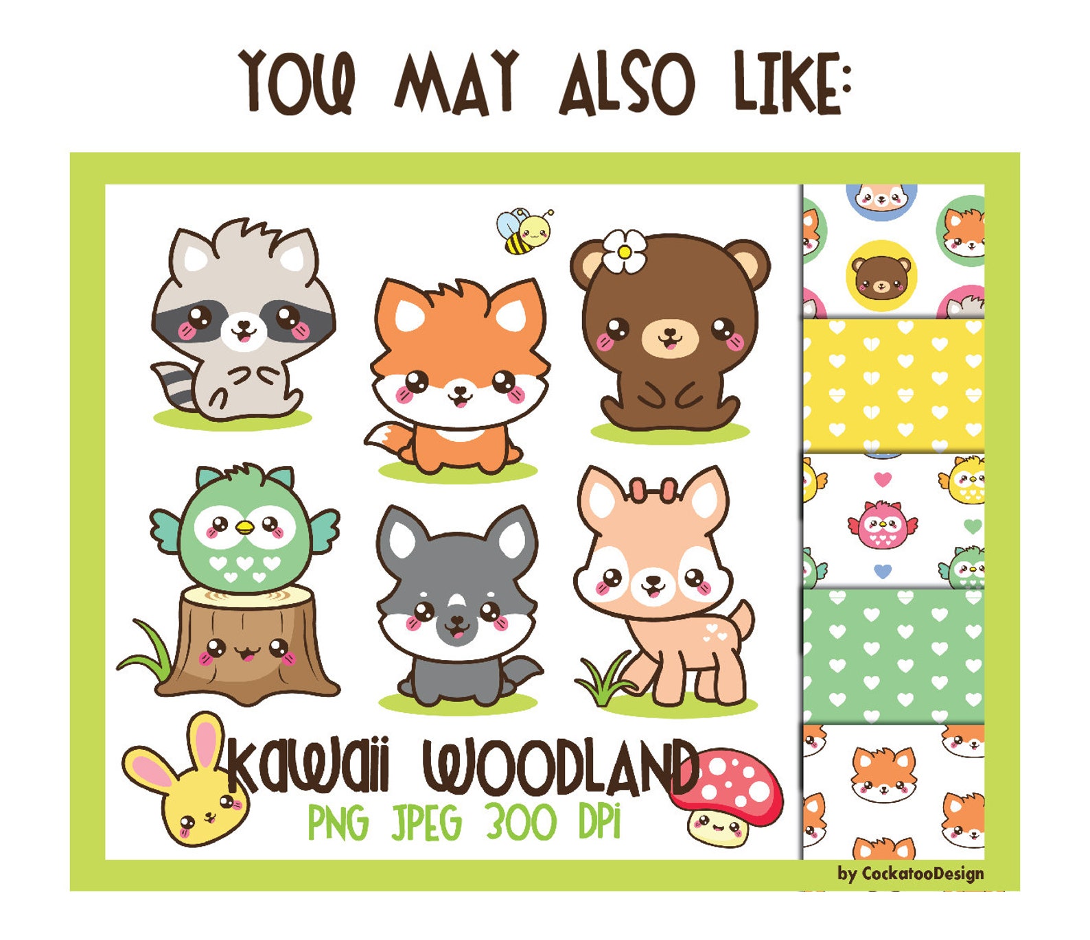 Kawaii Woodland Animals Clipart Woodland Clipart Cute | Etsy