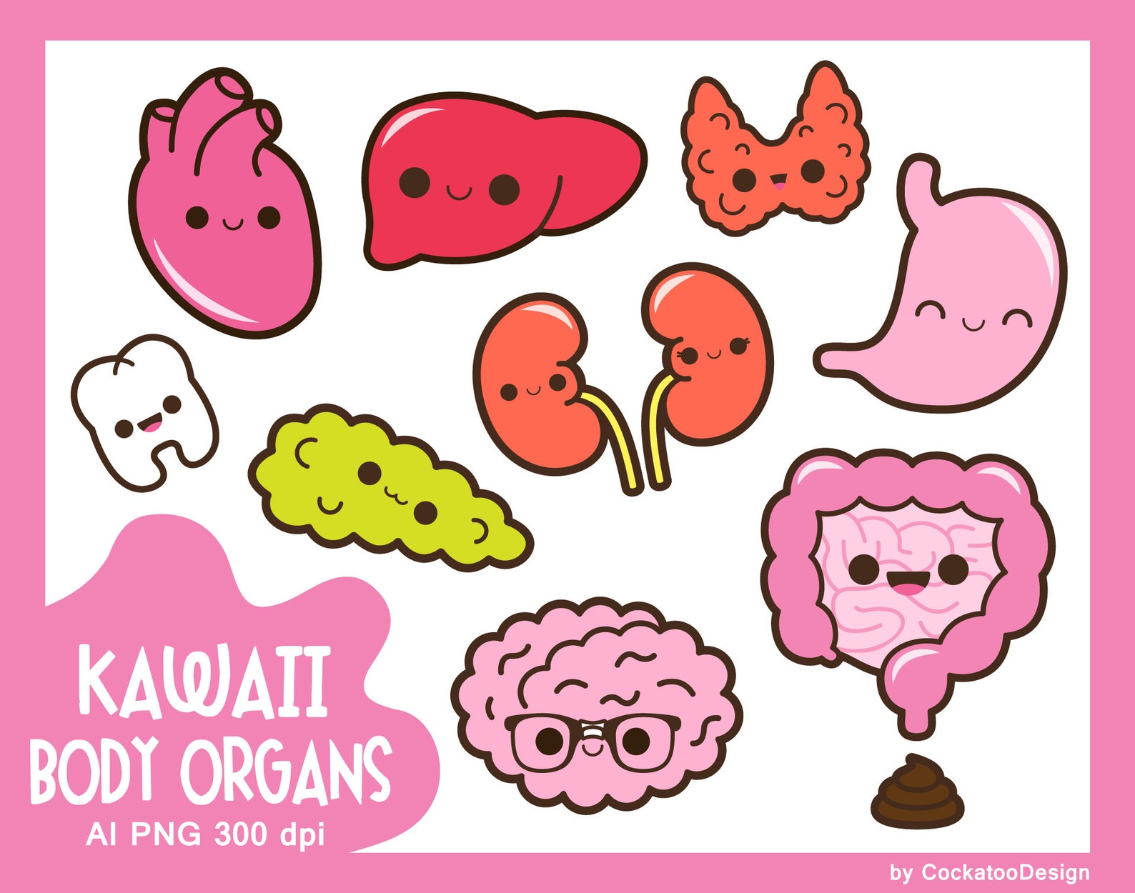 Kawaii lichaam organen clipart kawaii hart clipart kawaii - Etsy Nederland