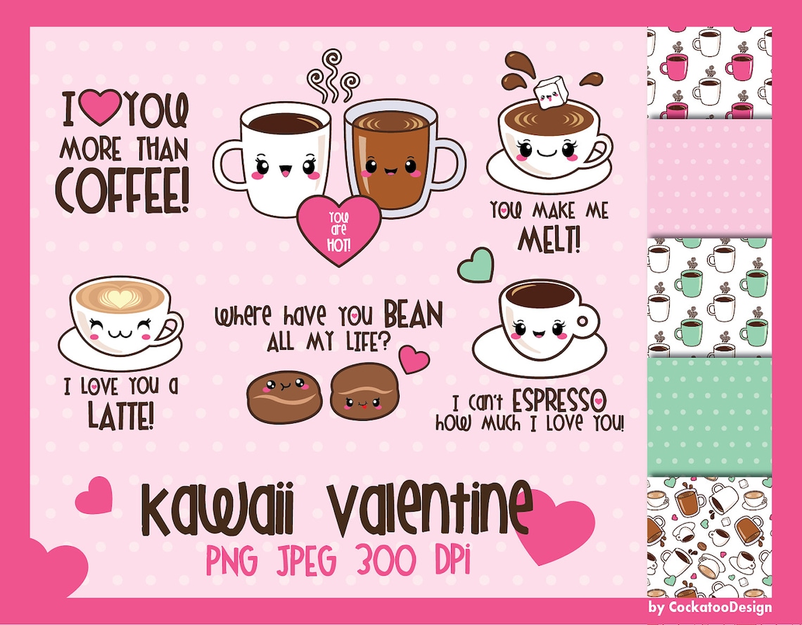 Valentine Clip Art Kawaii Clip Art Kawaii Clipart Kawaii - Etsy