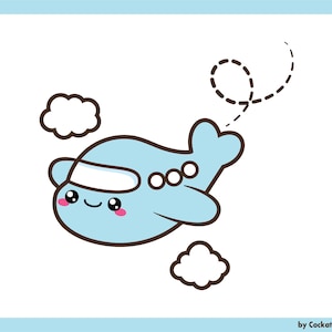 Airplane Clip Art, Kawaii Airplane Clip Art, Airplane Clipart, Kawaii ...