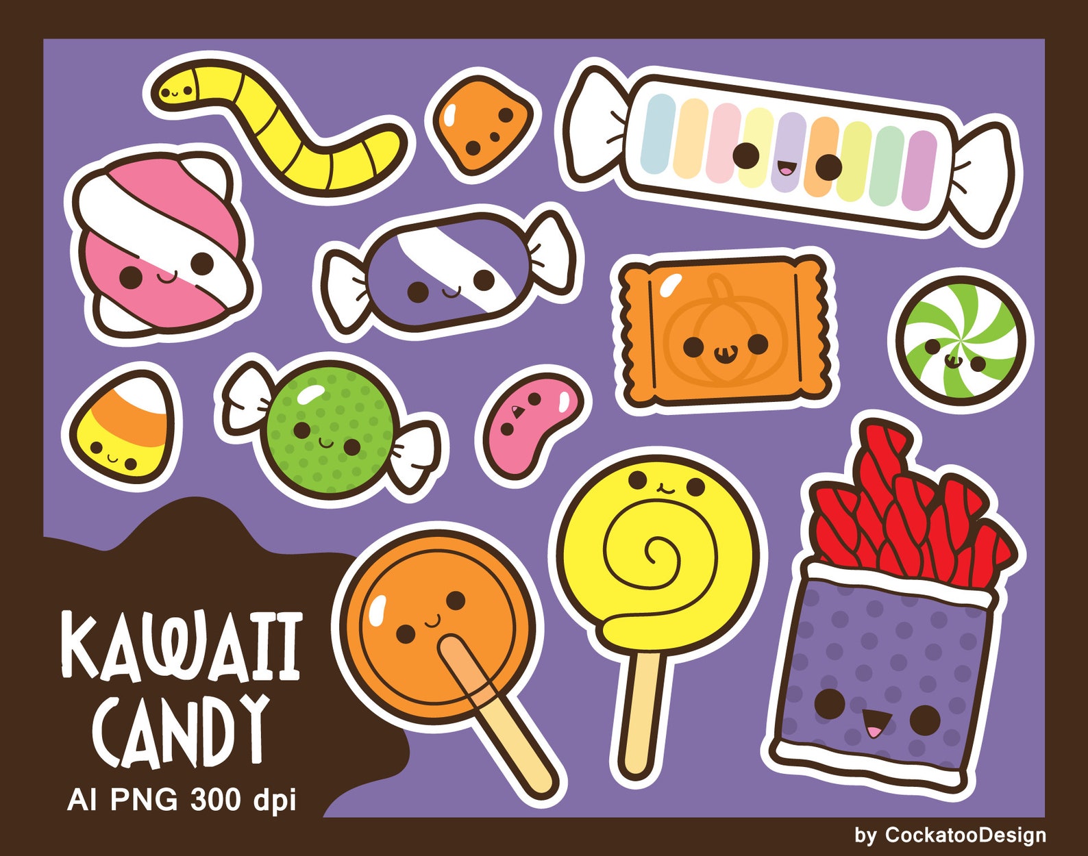 Halloween Candy Clipart Kawaii Candy Clipart Halloween - Etsy