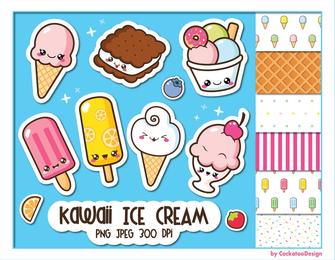 Ice Cream Clipart, Ice Cream Clip Art, Kawaii Clipart, Kawaii Ice Cream ...