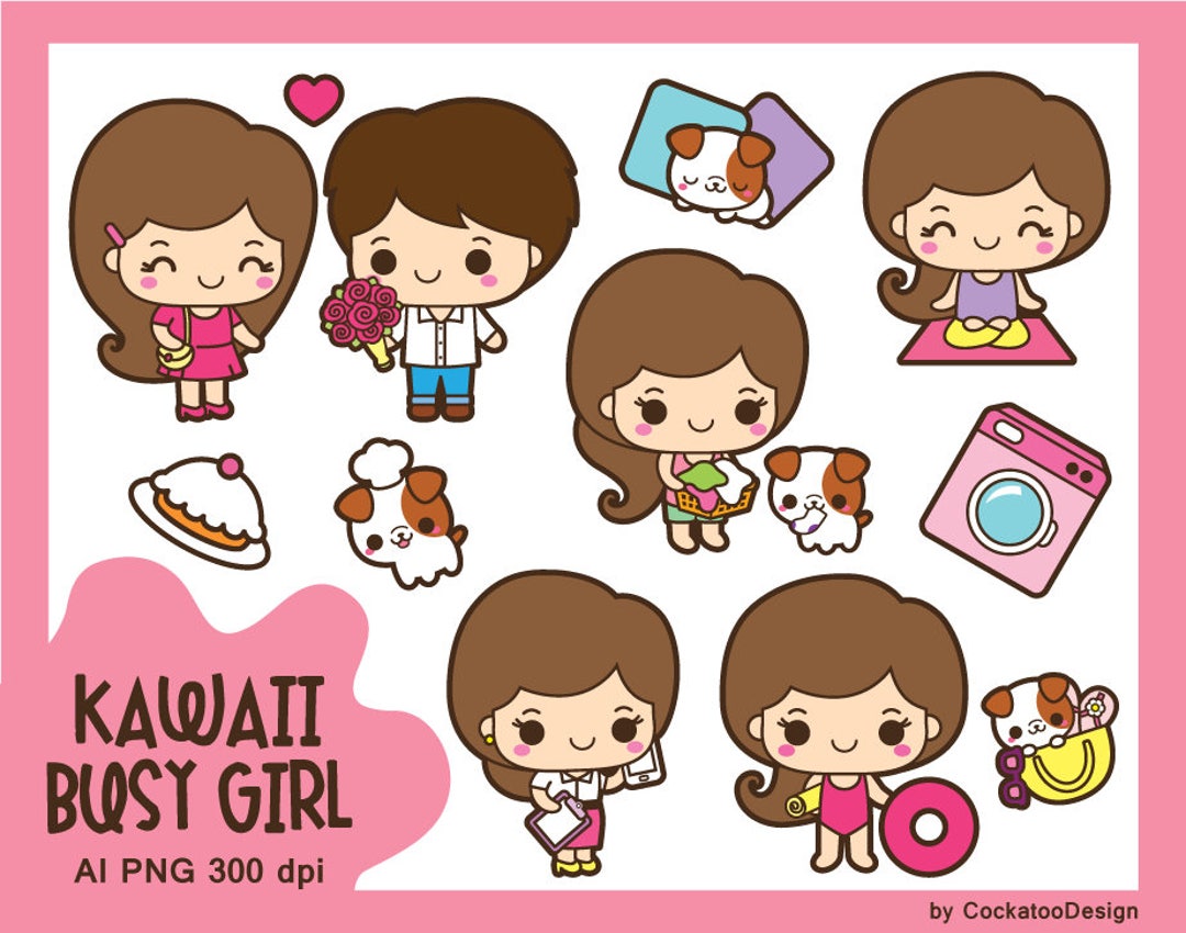 Kawaii Girl Clip Art, Cute Girl Clipart, Kawaii Girl Clipart, Chores ...