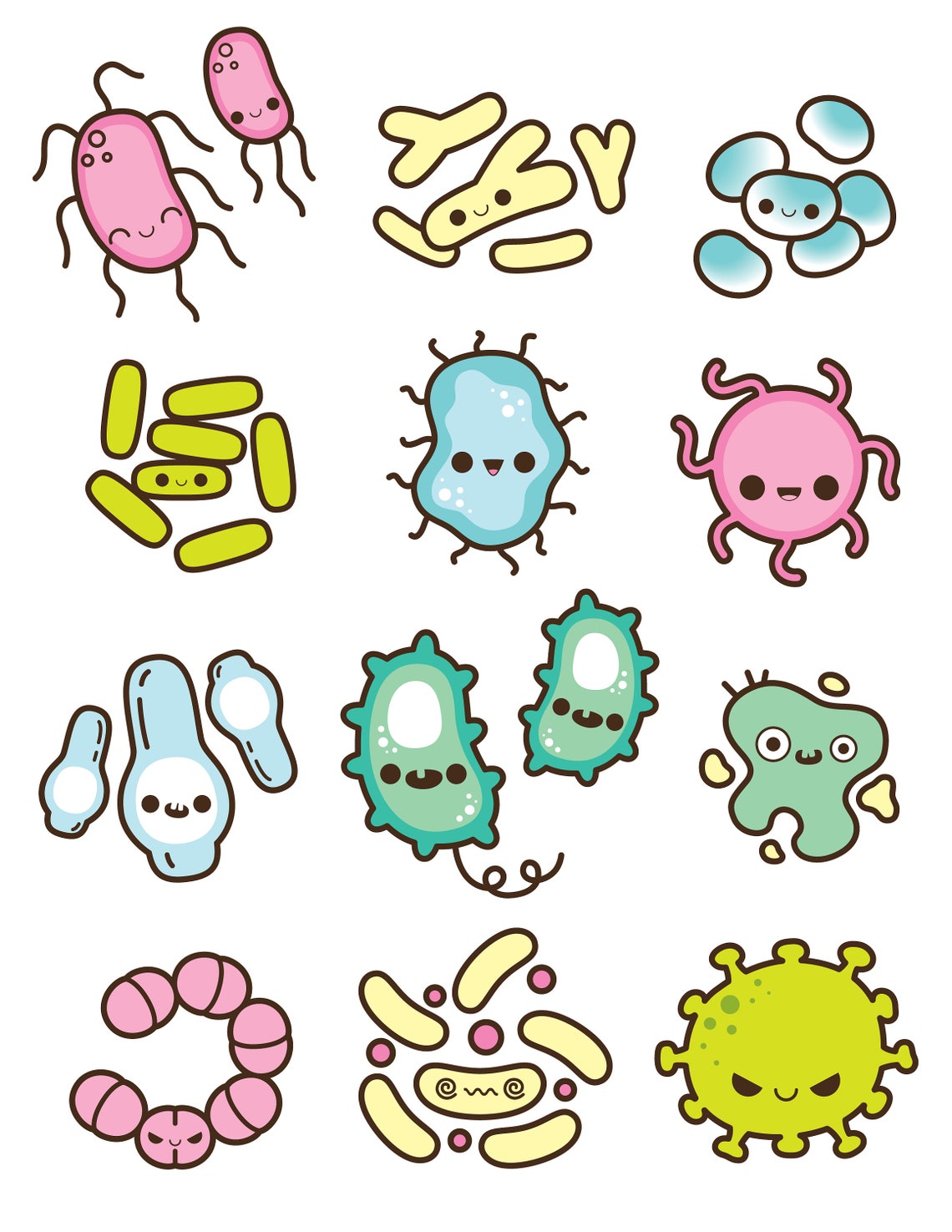 Bacteria Clipart Virus Clipart Microbe Clipart Germ | Etsy