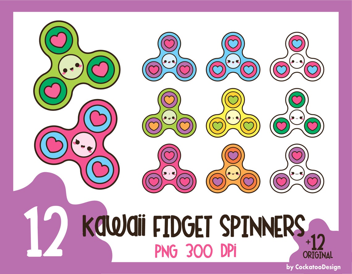 Kawaii Clipart Kawaii Fidget Spinner Clip Art Cute Fidget - Etsy