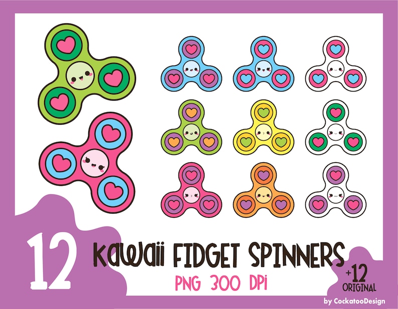 Kawaii Clipart, Kawaii Fidget Spinner Clip Art, Cute Fidget Spinner ...