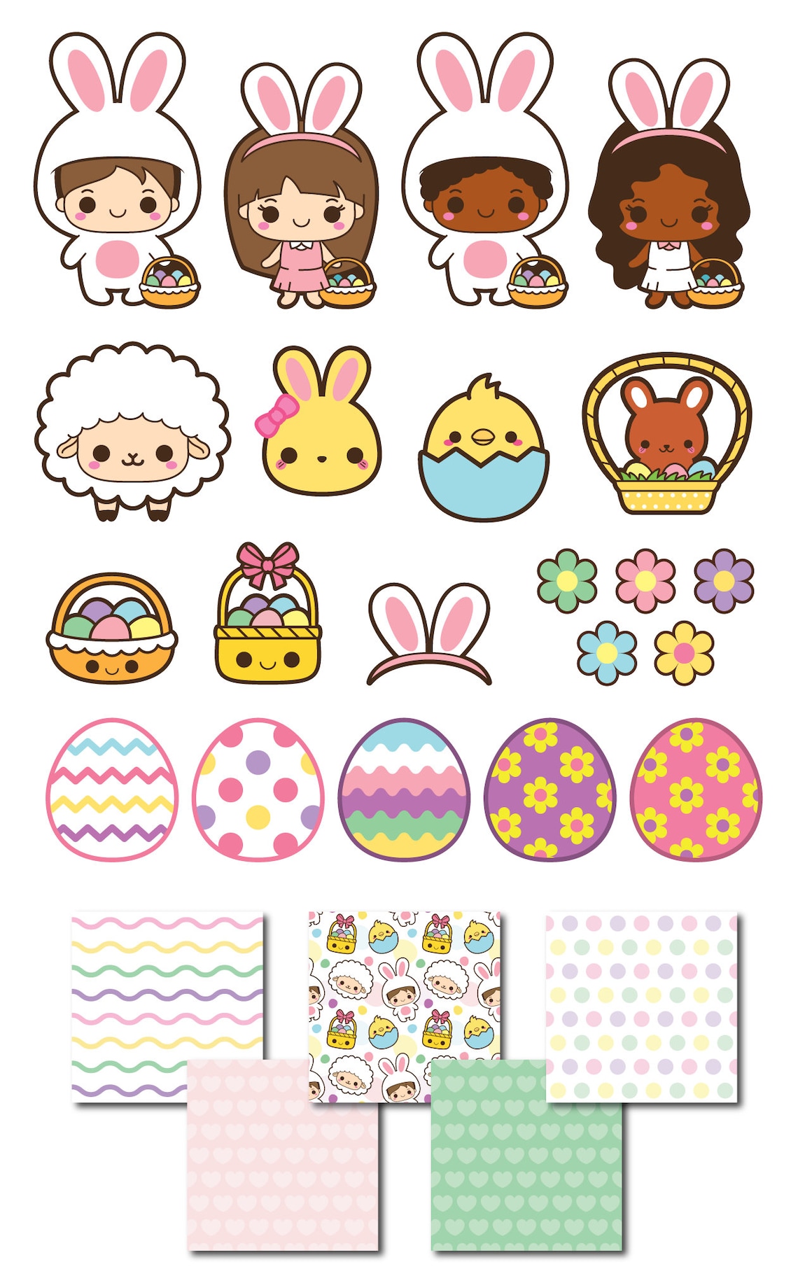 Kawaii Easter Clipart Easter Kids Clip Art Easter Clipart | Etsy