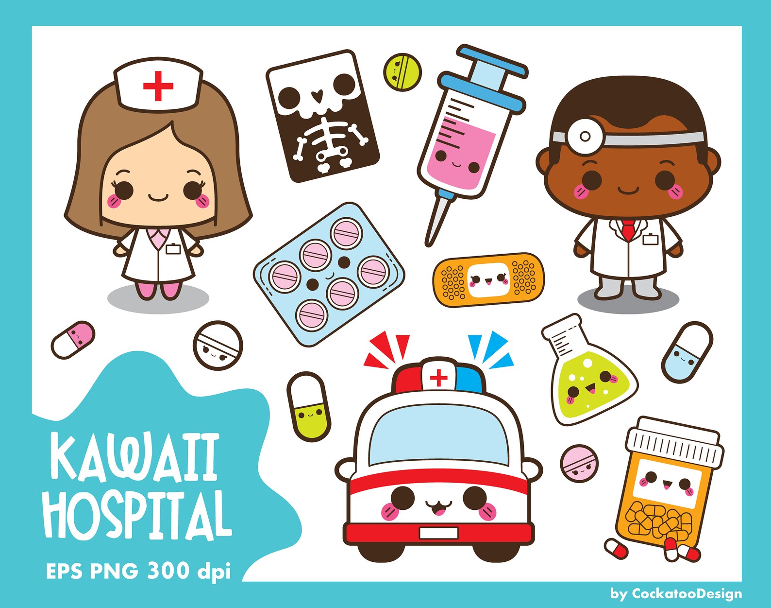 Kawaii Hospital Clipart Kawaii Doctor Clipart Medical - Etsy