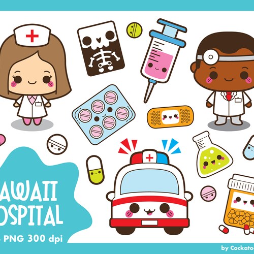 Kawaii Hospital Clipart Kawaii Doctor Clipart Medical - Etsy