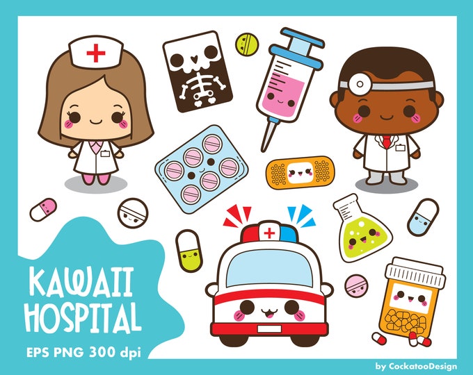Kawaii Hospital Clipart, Kawaii Doctor Clipart, Medical Clipart ...