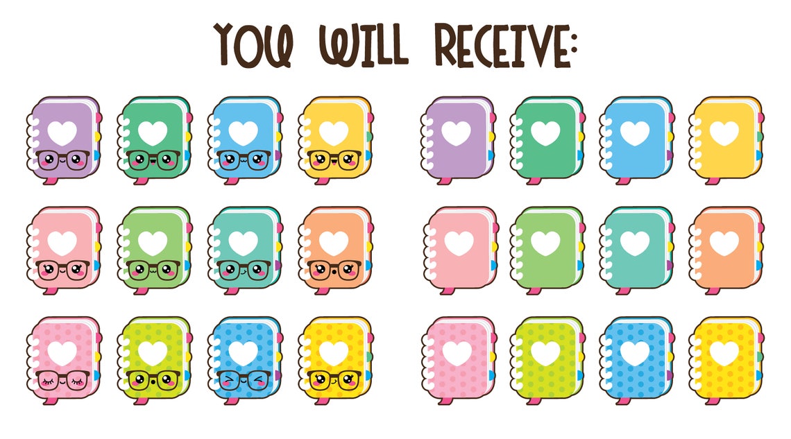 Planner Clipart Kawaii Planner Clipart Notebook Clipart - Etsy
