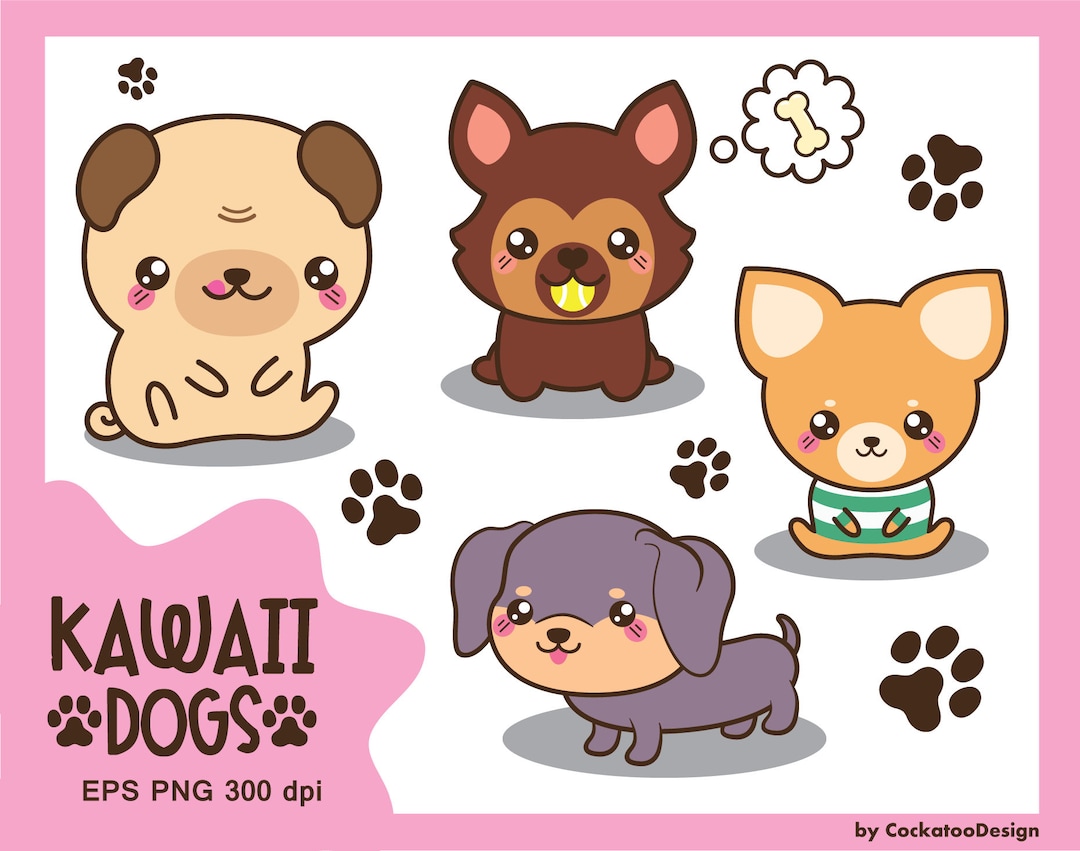 Kawaii Dog Clipart, Cute Dog Clipart, Dog Breeds Clipart, Daschund ...