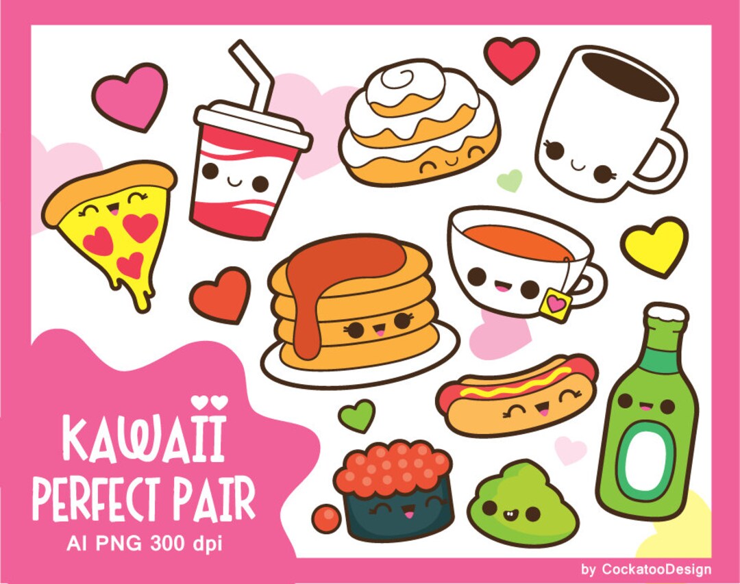 Valentine Clipart, Kawaii Food Clipart, Kawaii Valentines Day Clipart ...