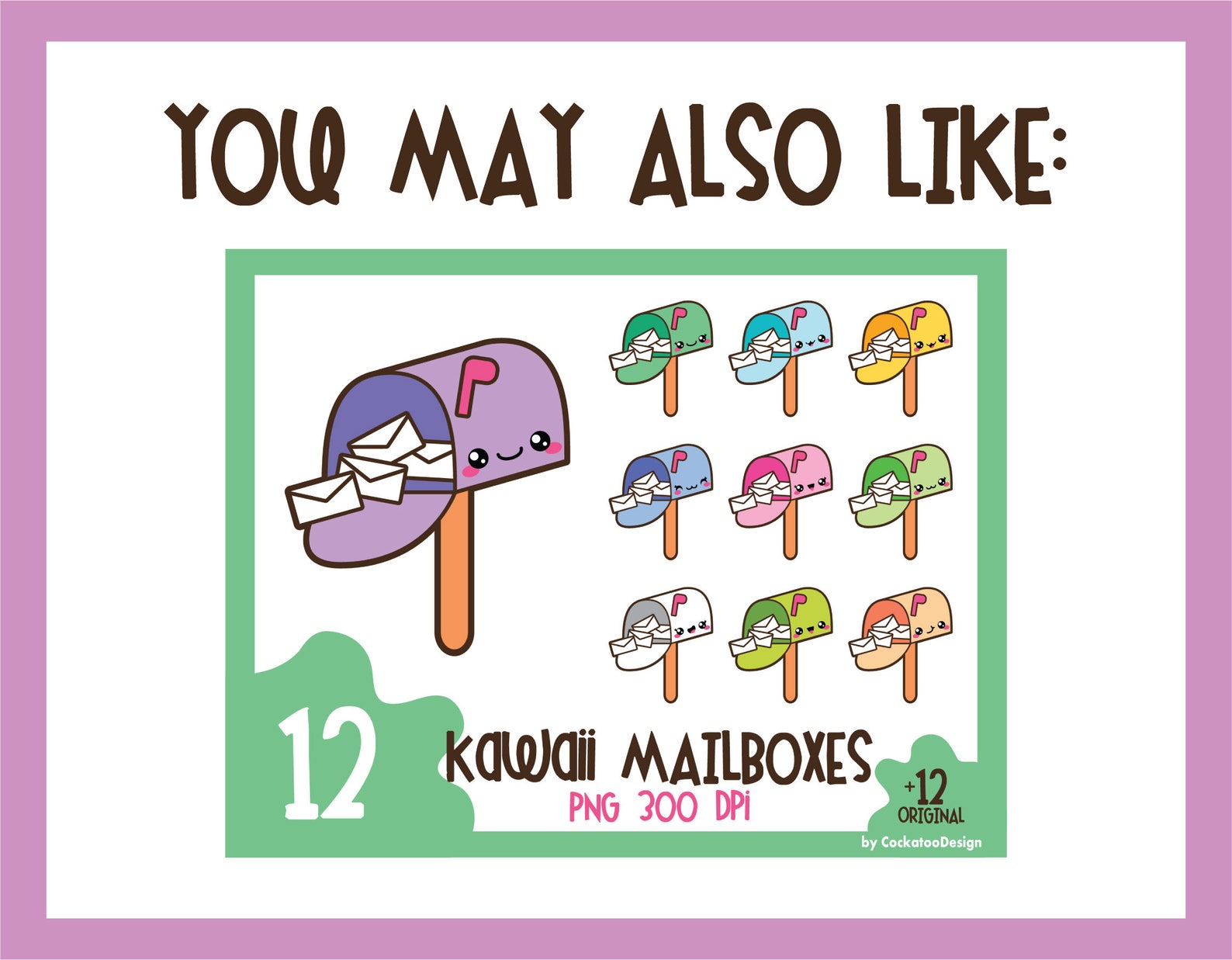 Kawaii Clip Art, Love Letter Clipart, Valentines Day Clipart, Envelope ...