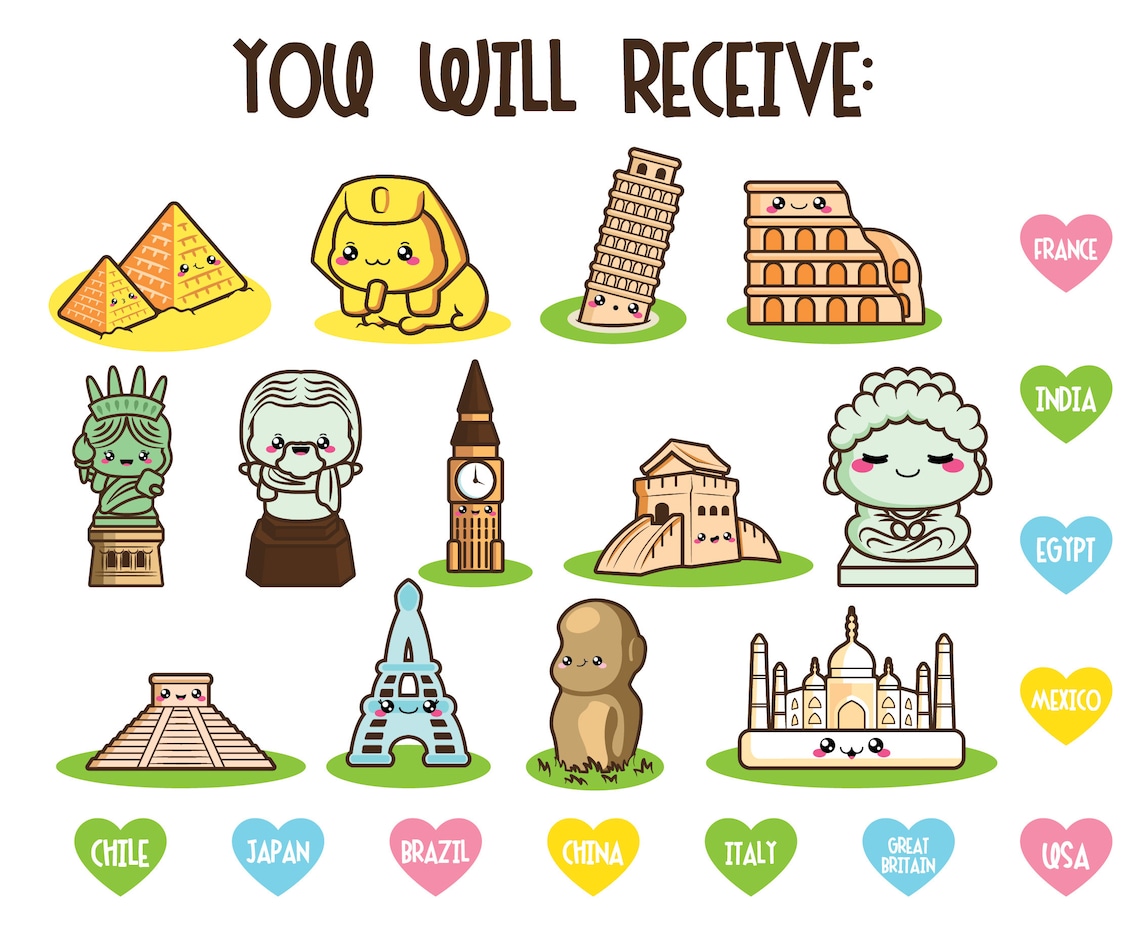 Travel Clipart Kawaii Clipart Kawaii Travel Clip Art | Etsy