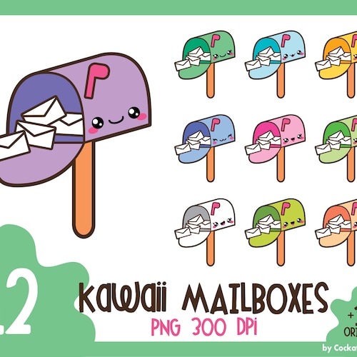 35% OFF Kawaii Clip Art Kawaii Happy Mail Clip Art Mailbox | Etsy