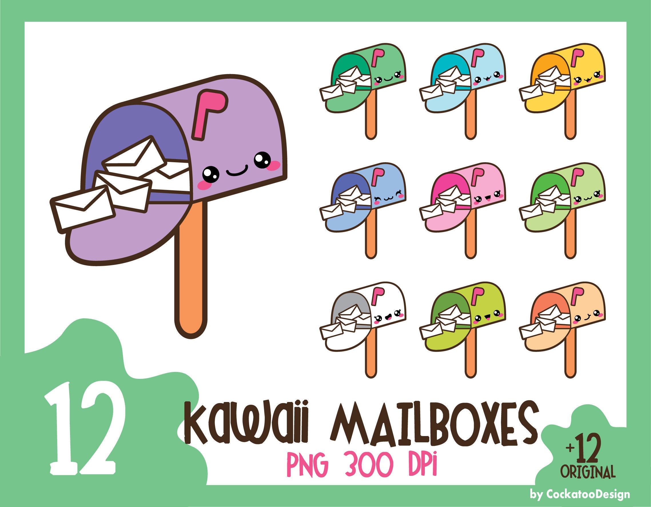 35% OFF Kawaii clip art kawaii happy mail clip art mailbox | Etsy