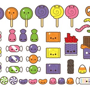 Halloween Candy Clipart, Kawaii Candy Clipart, Halloween Sweets Clipart ...