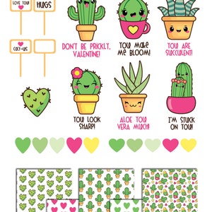 Cactus Clipart, Kawaii Cactus Clipart, Valentine Cactus Clipart, Kawaii ...
