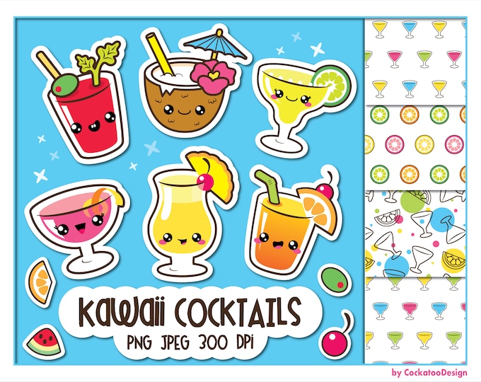 Cocktail Clip Art, Cocktail Clipart, Kawaii Clip Art, Kawaii Clipart ...