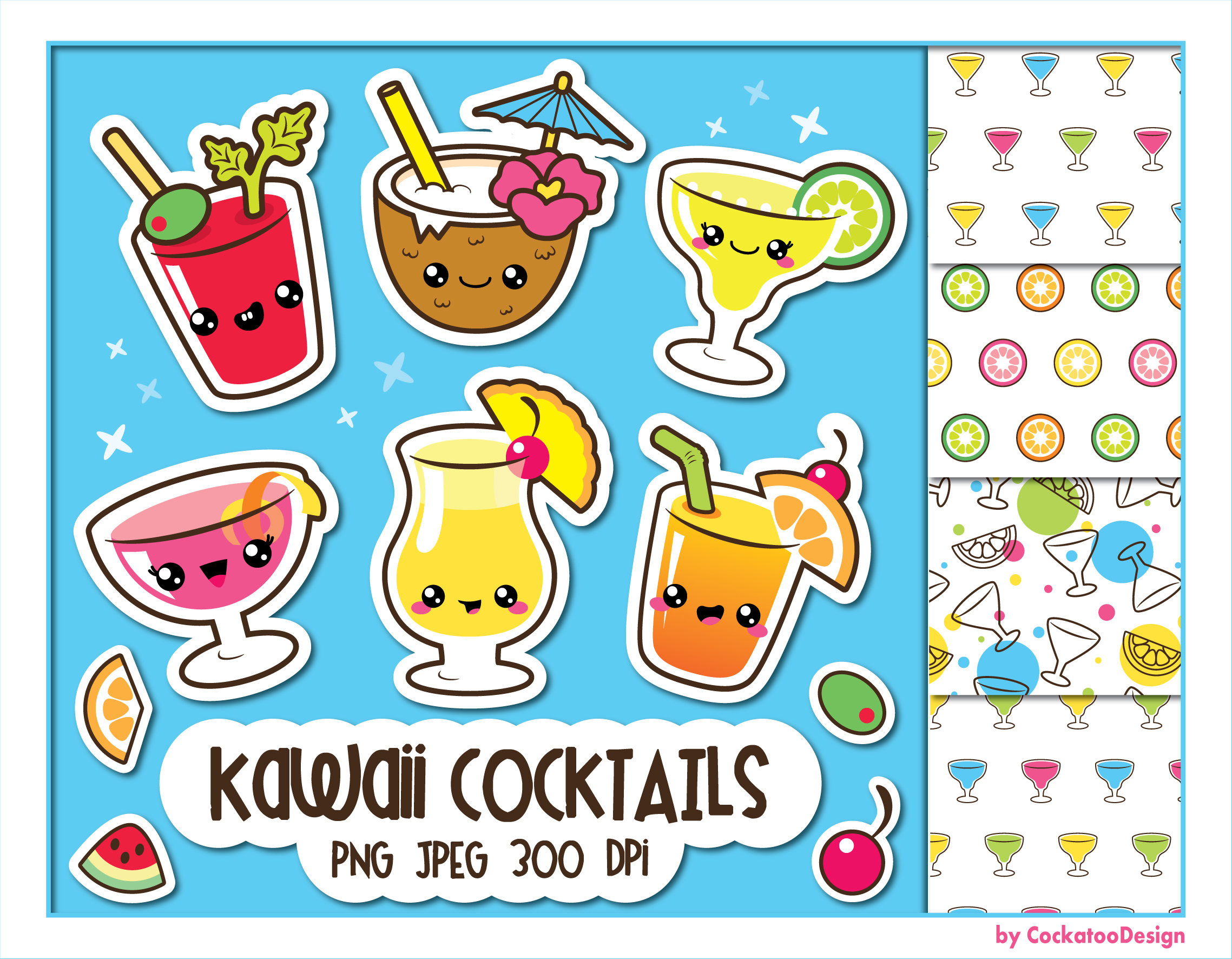Cocktail Clip Art, Cocktail Clipart, Kawaii Clip Art, Kawaii Clipart ...
