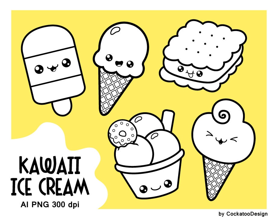 Ice Cream Digital Stamp, Popsicle Digital Stamp, Sweet Digital Stamp ...