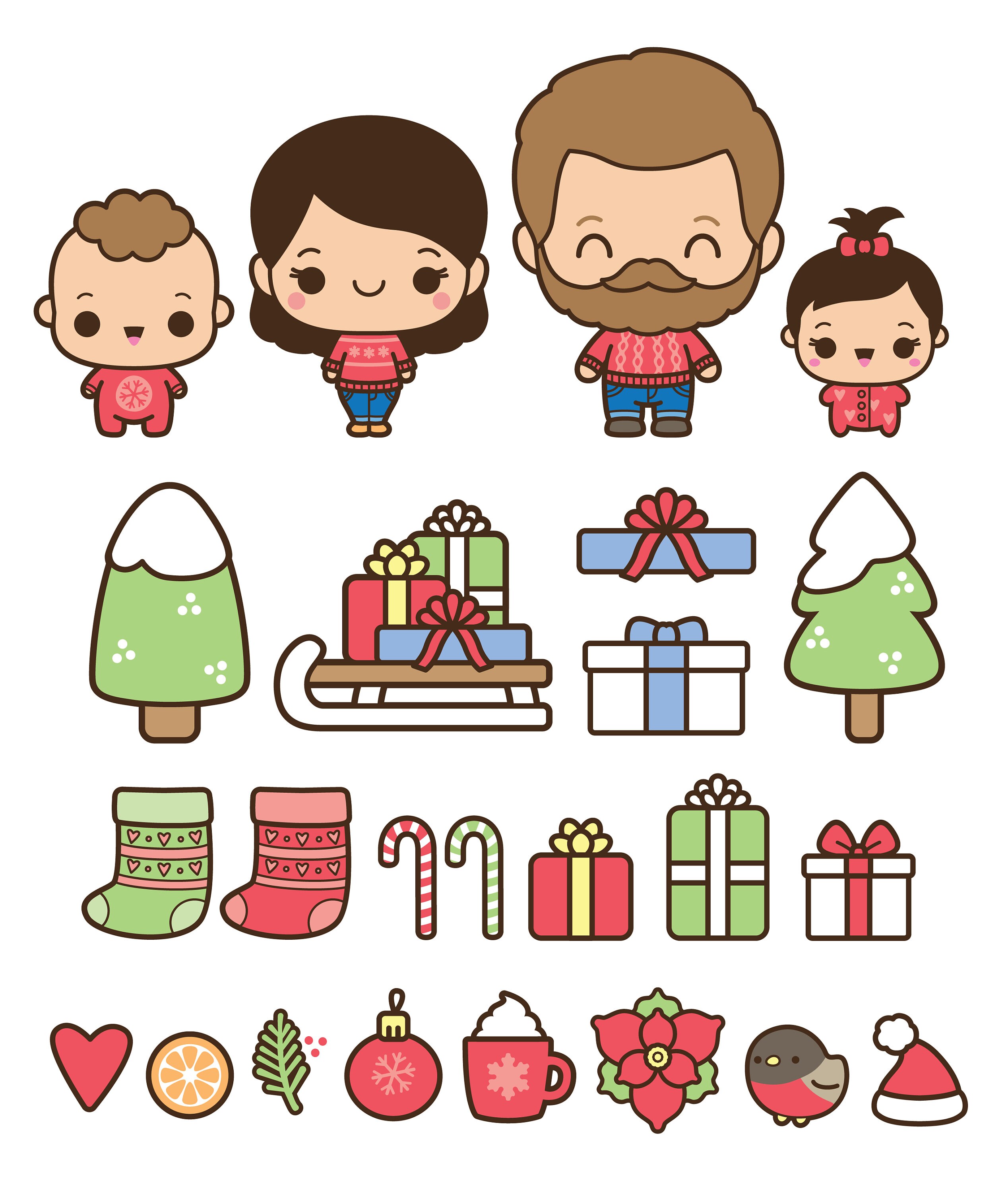 Christmas Family Clipart Winter Family Clipart Cute - Etsy