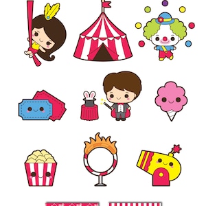 Kawaii Circus Clip Art, Kawaii Circus Clipart, Kawaii Clown Clipart ...