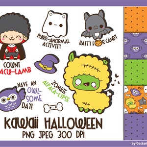 Kawaii Halloween Clip Art, Halloween Pun Clipart, Cute Halloween ...