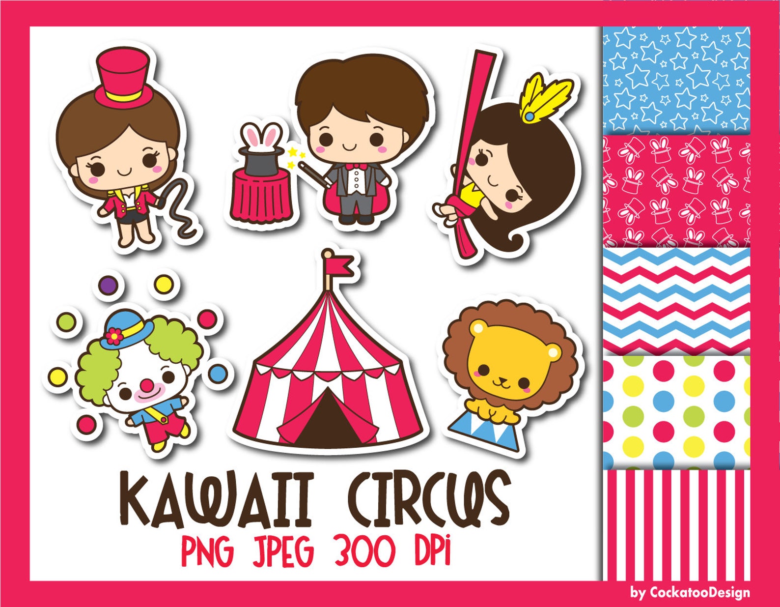 Kawaii Circus Clip Art Kawaii Circus Clipart Kawaii Clown - Etsy