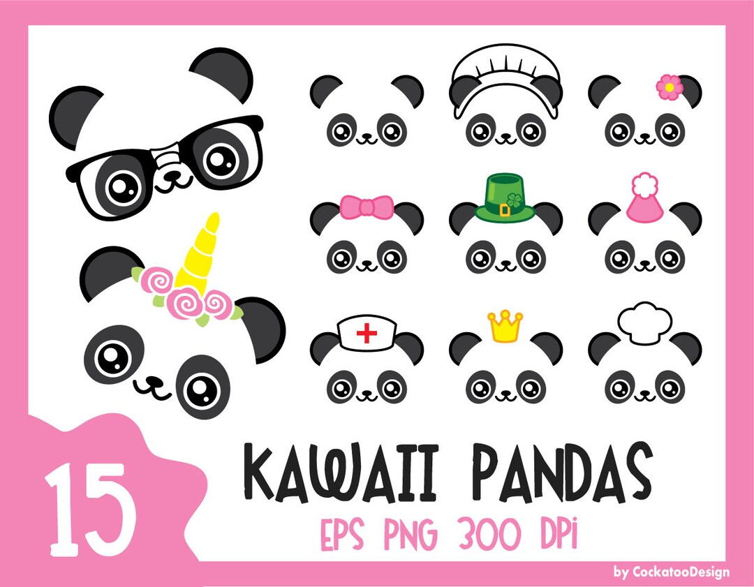 Kawaii Panda Clipart, Cute Panda Clipart, Unicorn Panda Clipart, Kawaii ...