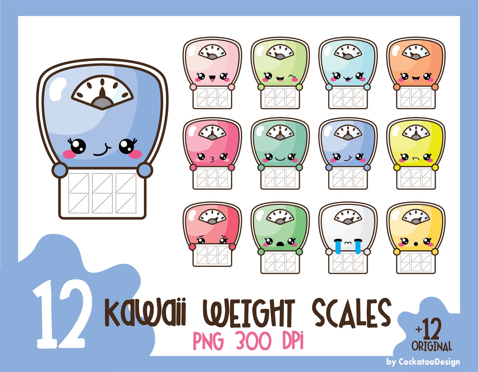 Scale clip art kawaii clip art kawaii clipart weight scale | Etsy