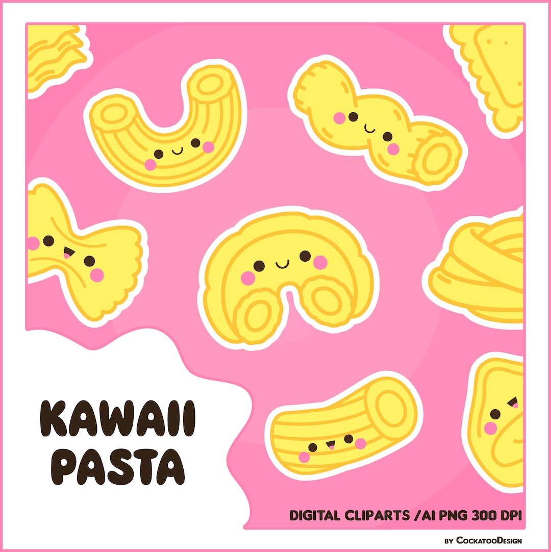 Pasta Clipart, Kawaii Pasta Clipart, Noodle Clipart, Cute Pasta Clipart ...