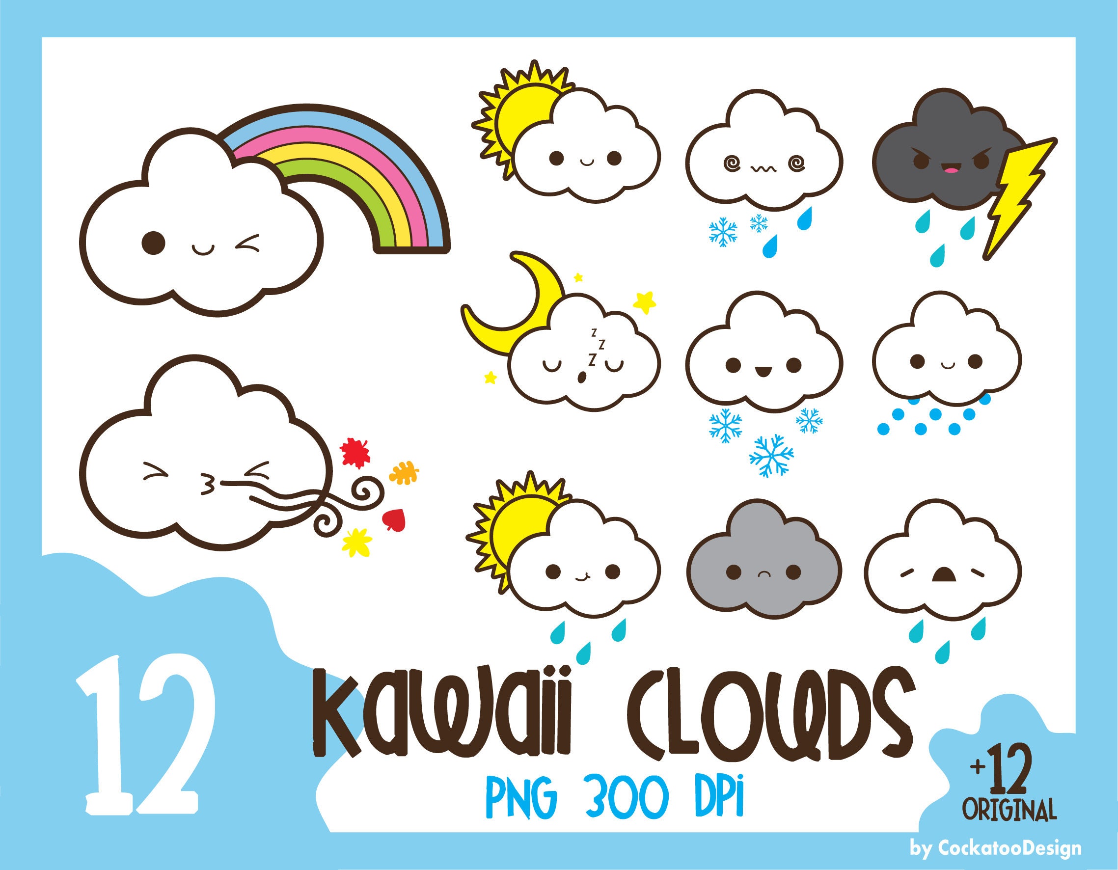 Weather Clipart Kawaii Weather Clipart Kawaii Rain Clipart - Etsy Canada