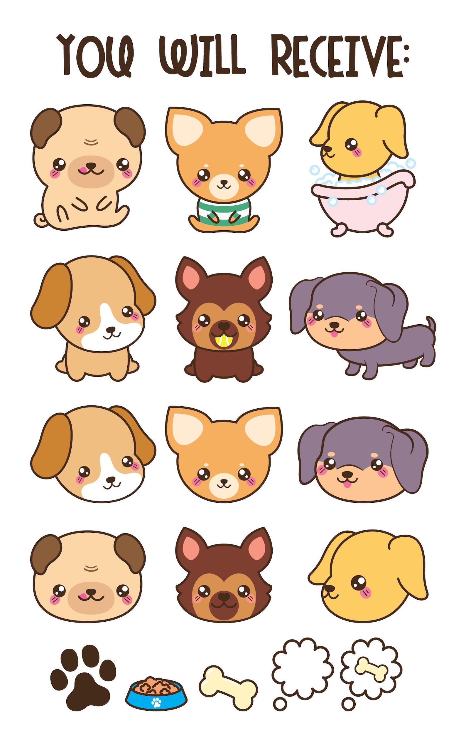 Kawaii perro clipart, lindo perro clipart, razas de perro clipart ...