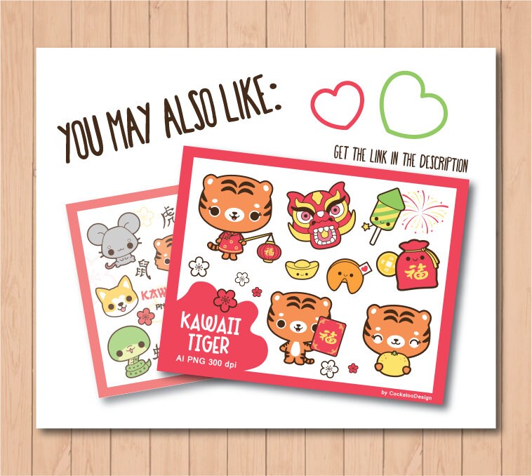 Chinese New Year Clipart Lunar New Year Clipart Kawaii Tiger - Etsy